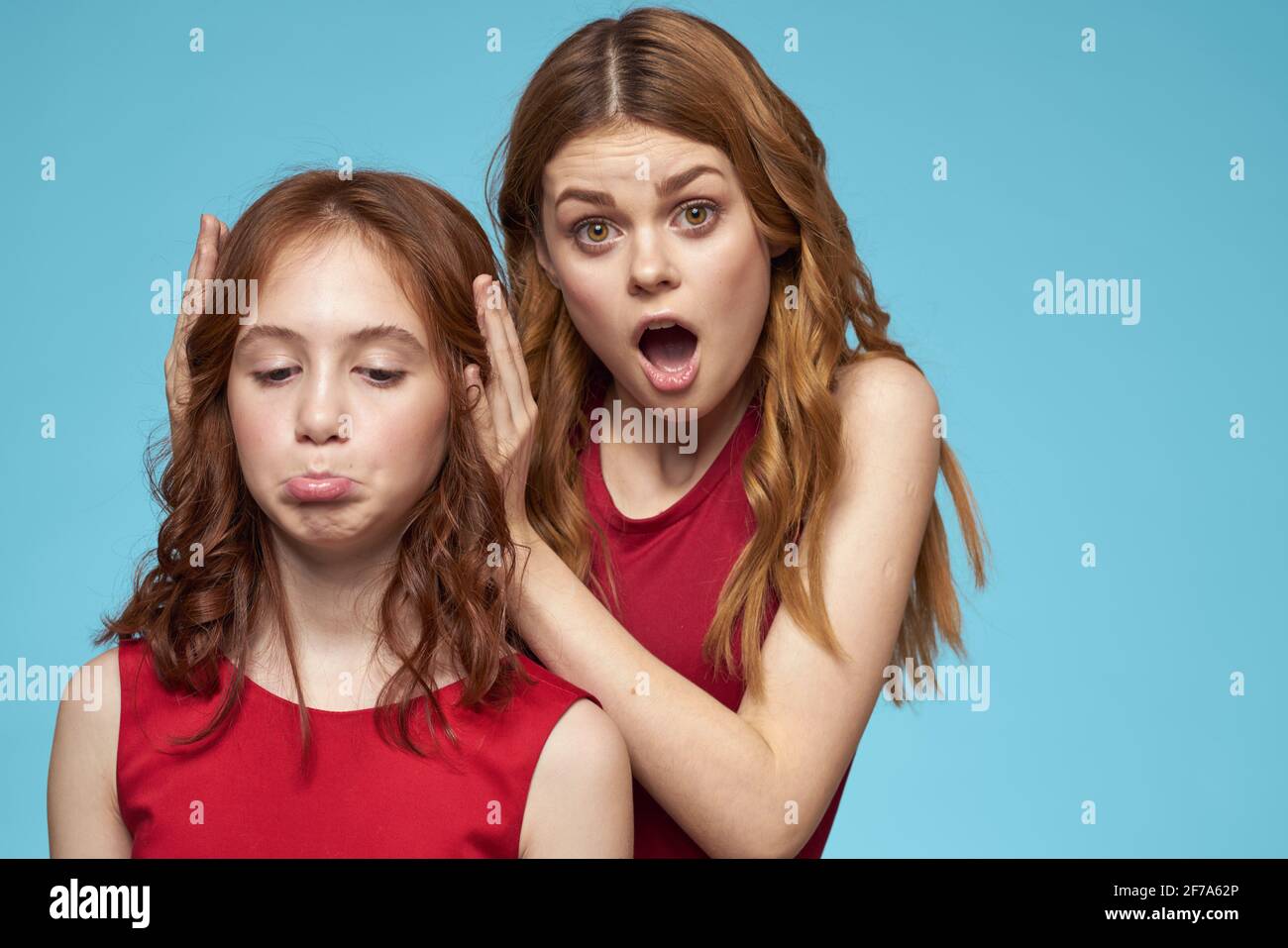 Cheerful mom and daughter hugs joy lifestyle communication friendship ...