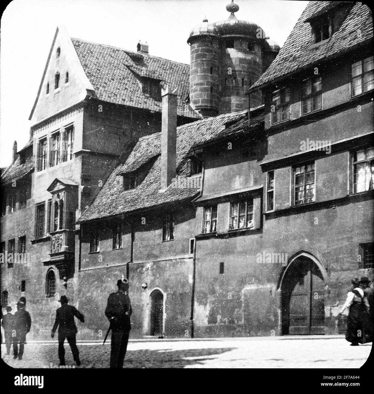 Skioptic icon with motifs of house facade in Nuremberg. The image has ...