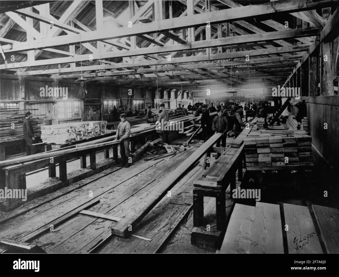 Interior from the planer, Håstaholmens sawmill Stock Photo - Alamy