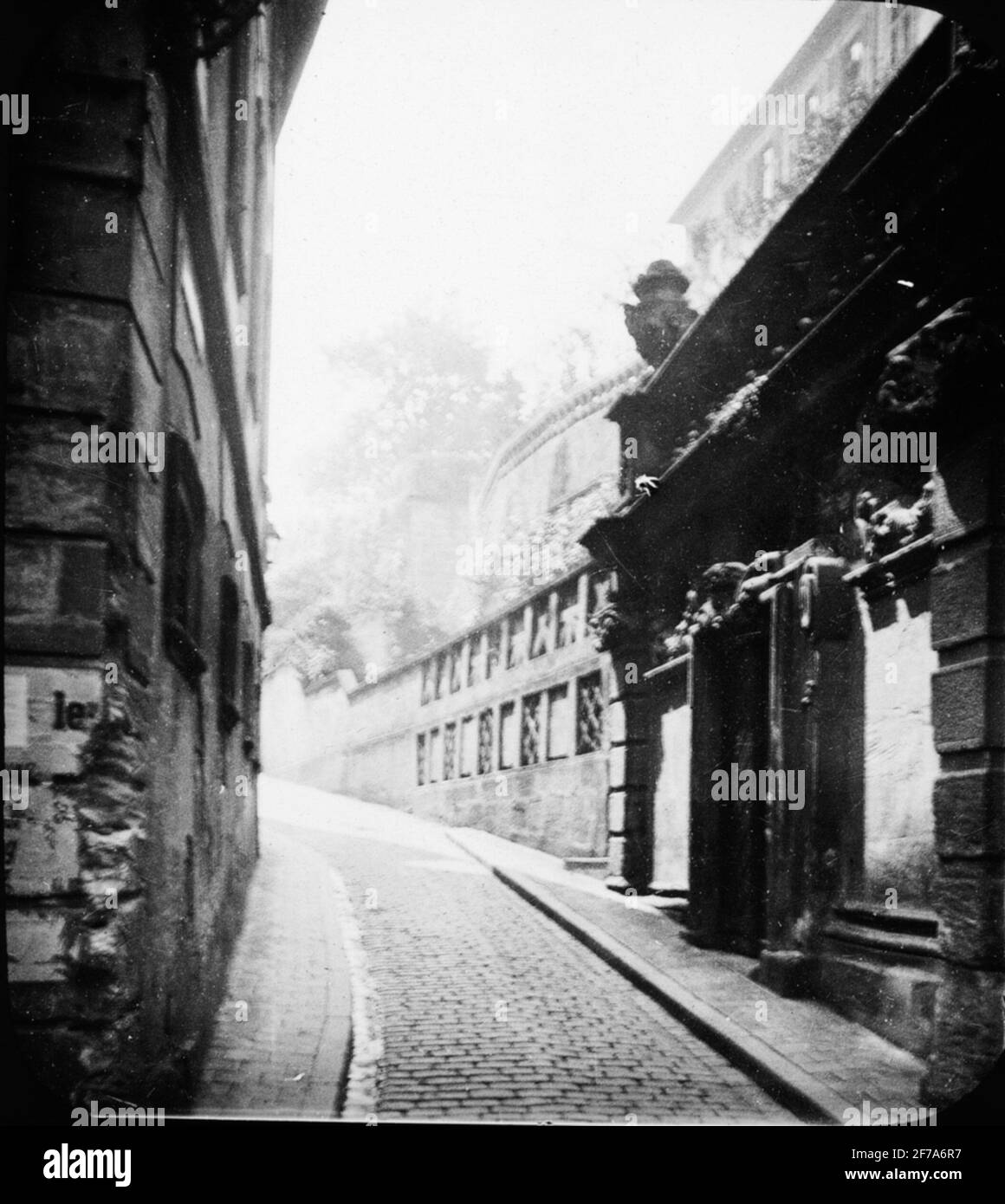 Skioptic image with motifs from alley in Bamberg. The picture has been ...