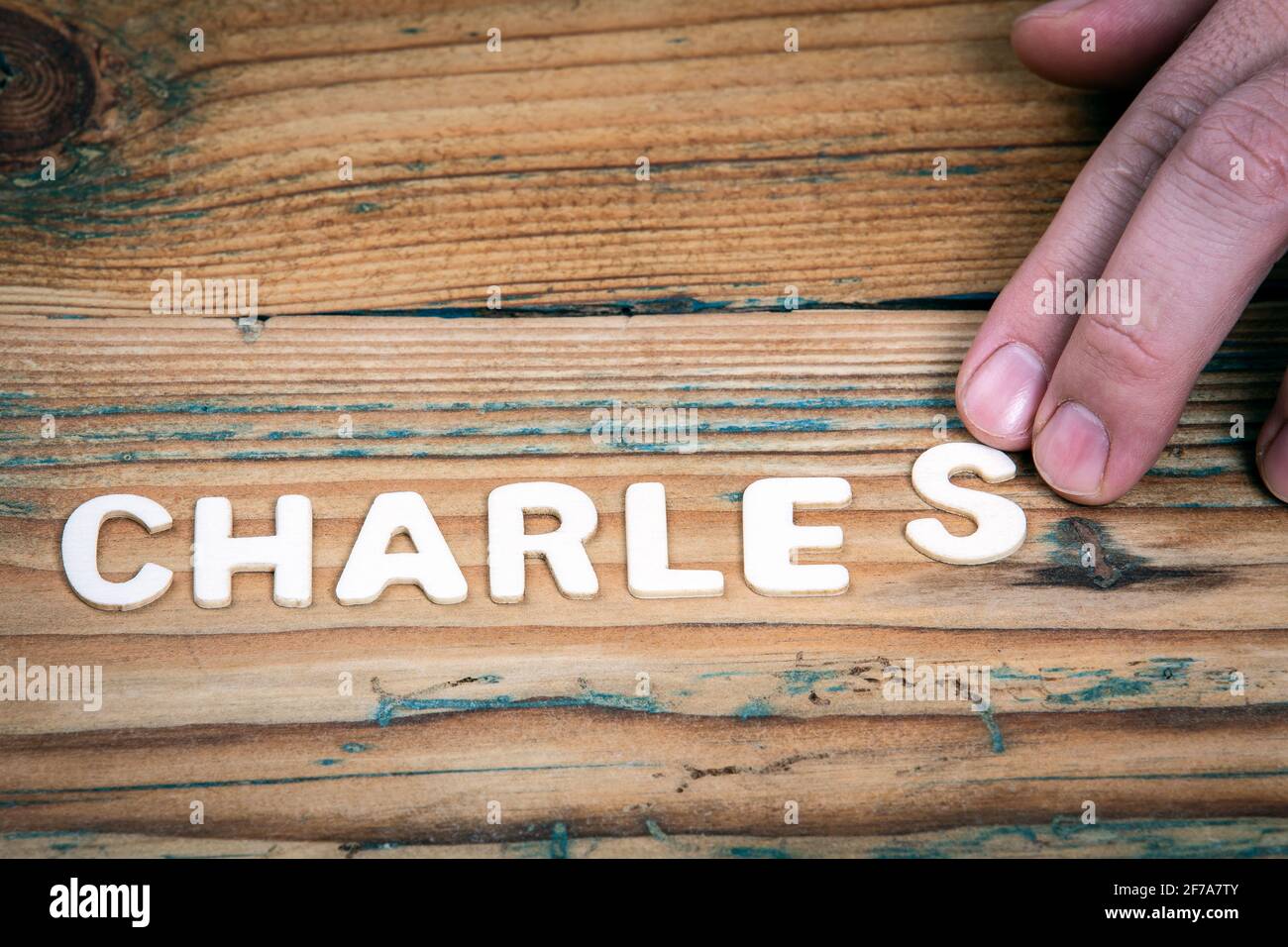 CHARLES. Name of men and boys. Birthday concept. White letters of the ...