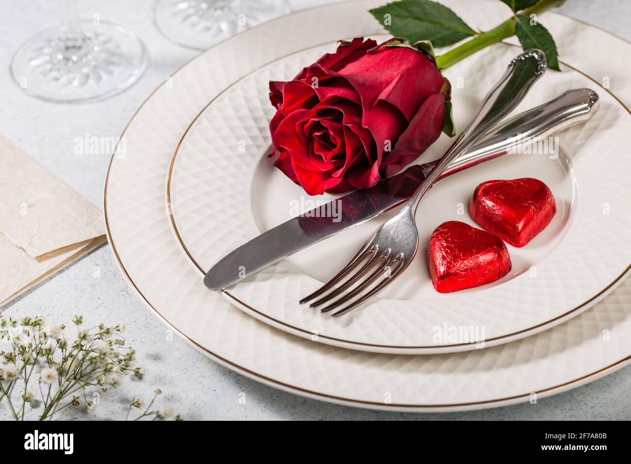 Valentine's Day table setting Stock Photo - Alamy