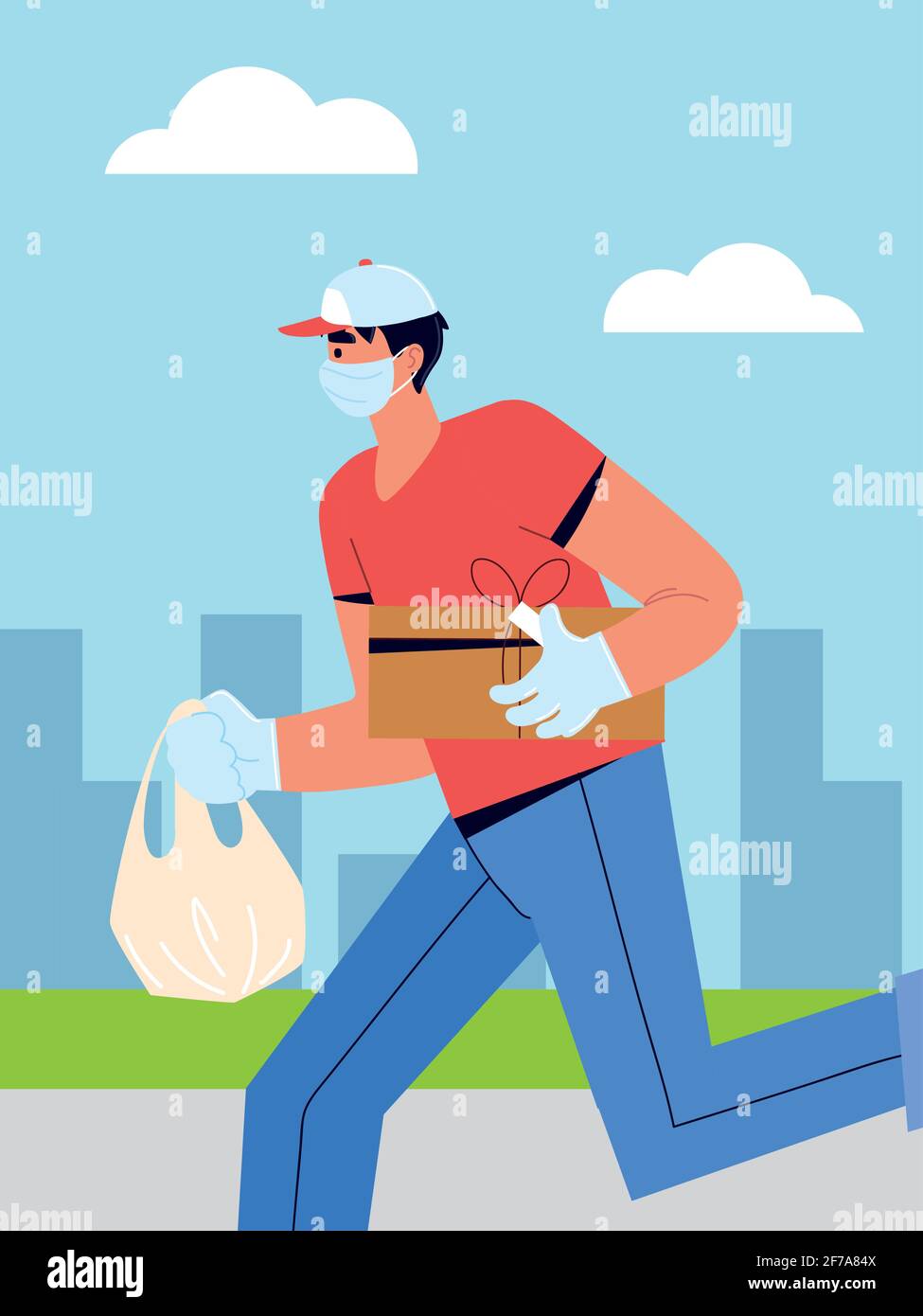 delivery man running Stock Vector Image & Art - Alamy