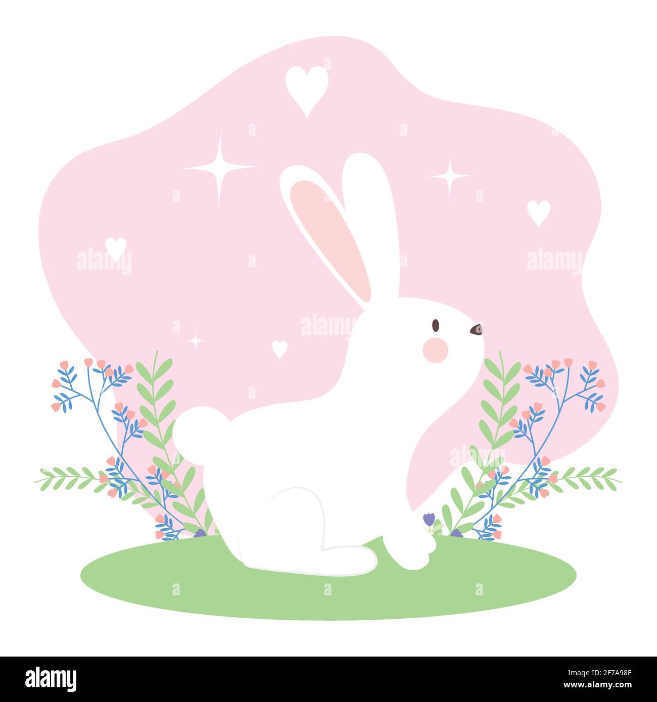 cute bunny and flowers illustration Stock Vector Image & Art - Alamy