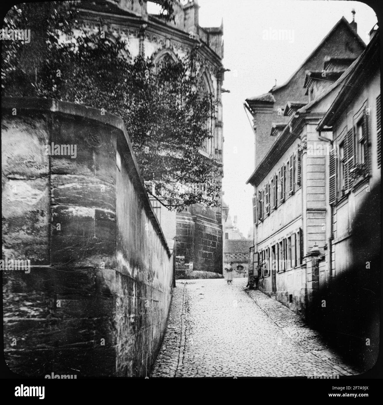SkiopT icon image with motifs of alley at Obere Kirche in Bamberg.The ...