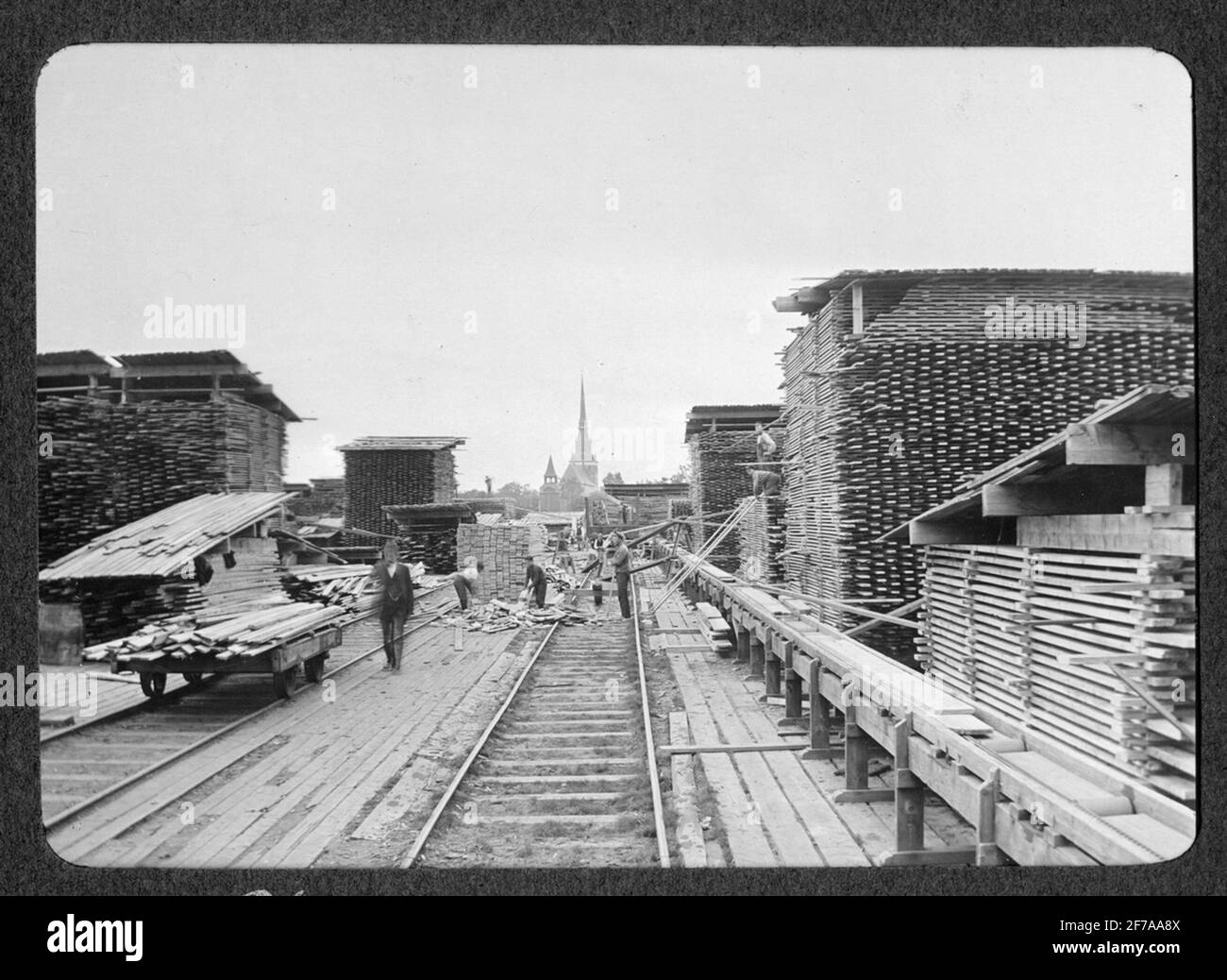 Mora Steam saw .Frädsgård with transport track Stock Photo - Alamy