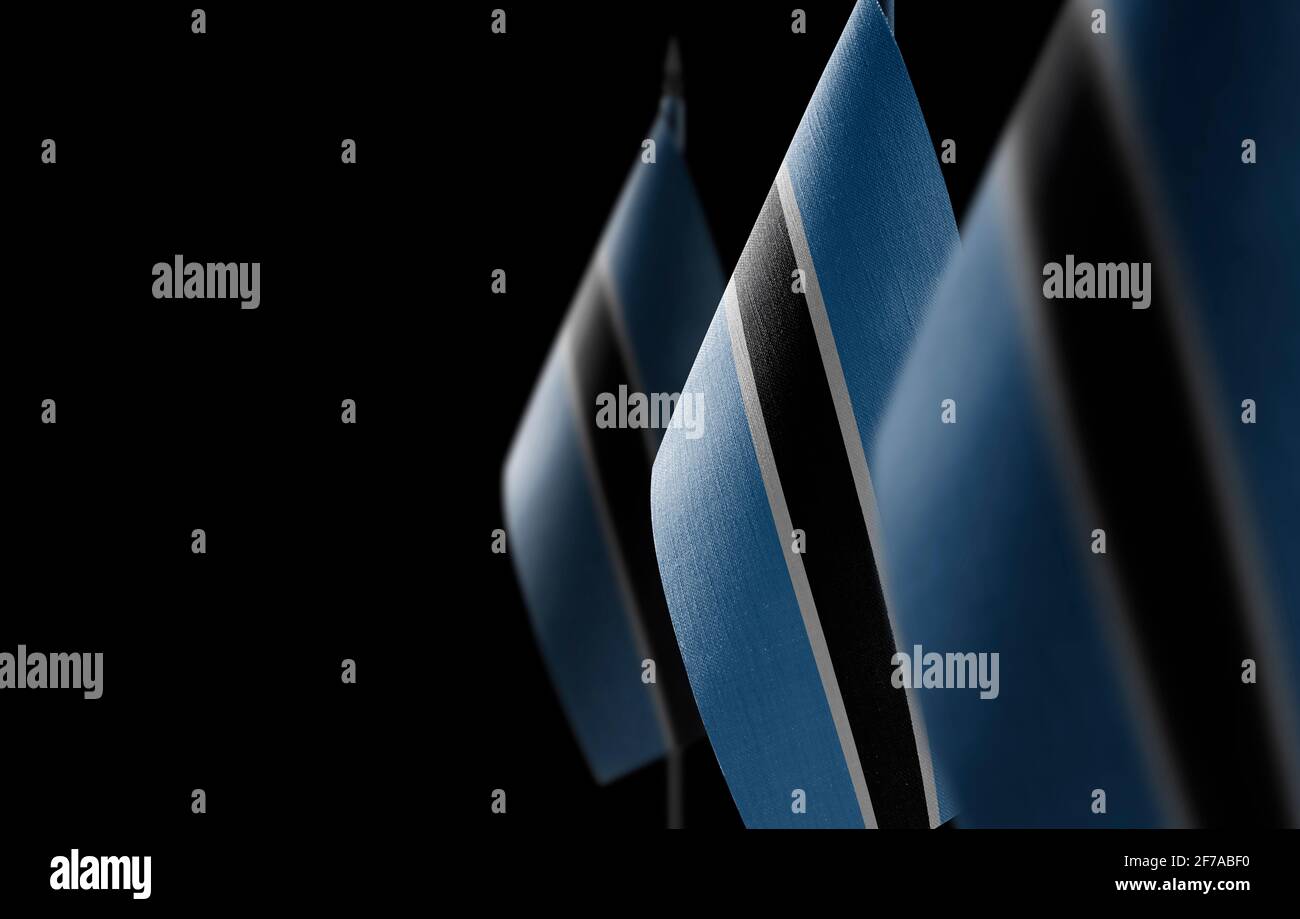 Small national flags of the Botswana on a black background Stock Photo ...