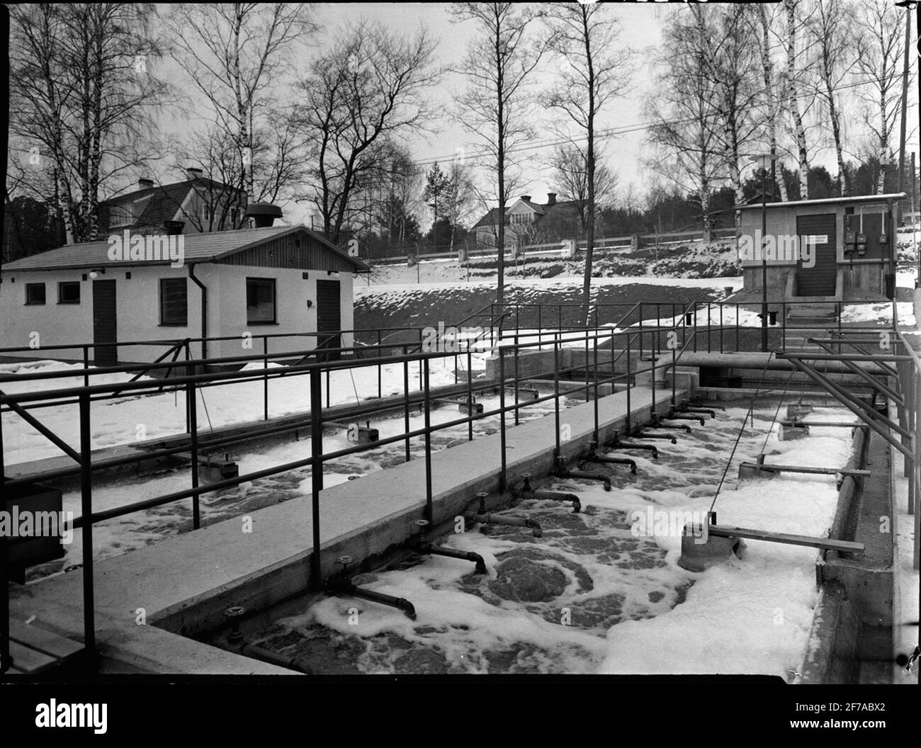 Wastewater sewage treatment plant water Black and White Stock Photos ...