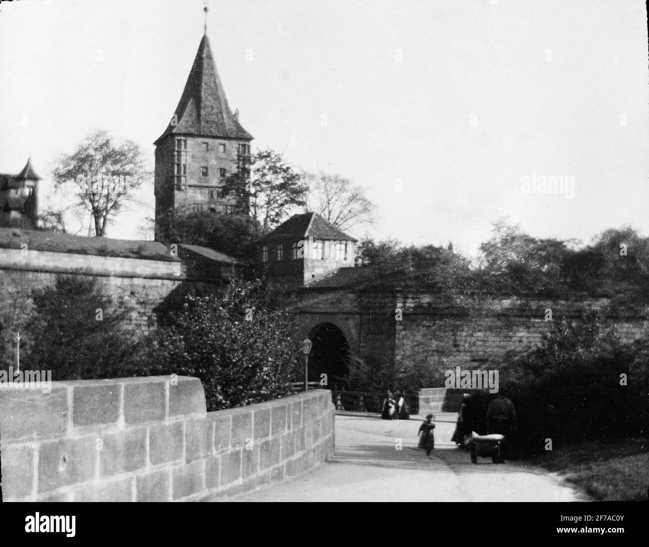 SkiopT icon with motifs of the city wall in Nuremberg. The image has ...