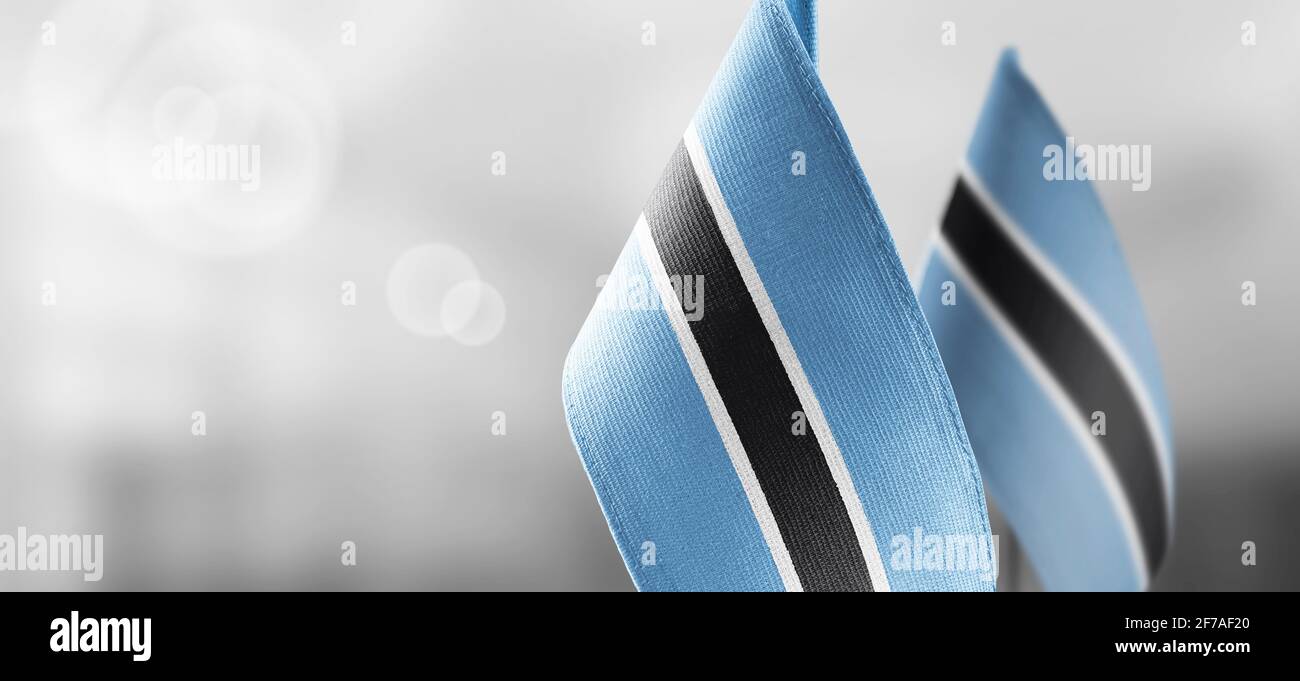 Small national flags of the Botswana on a light blurry background Stock ...