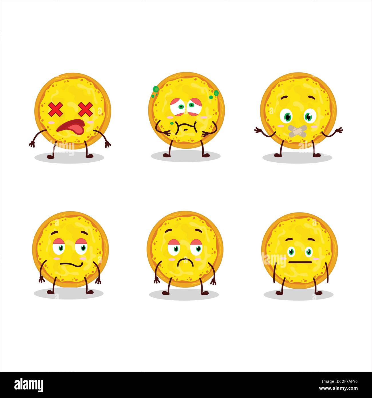 Italian cheese pizza cartoon character with nope expression. Vector ...