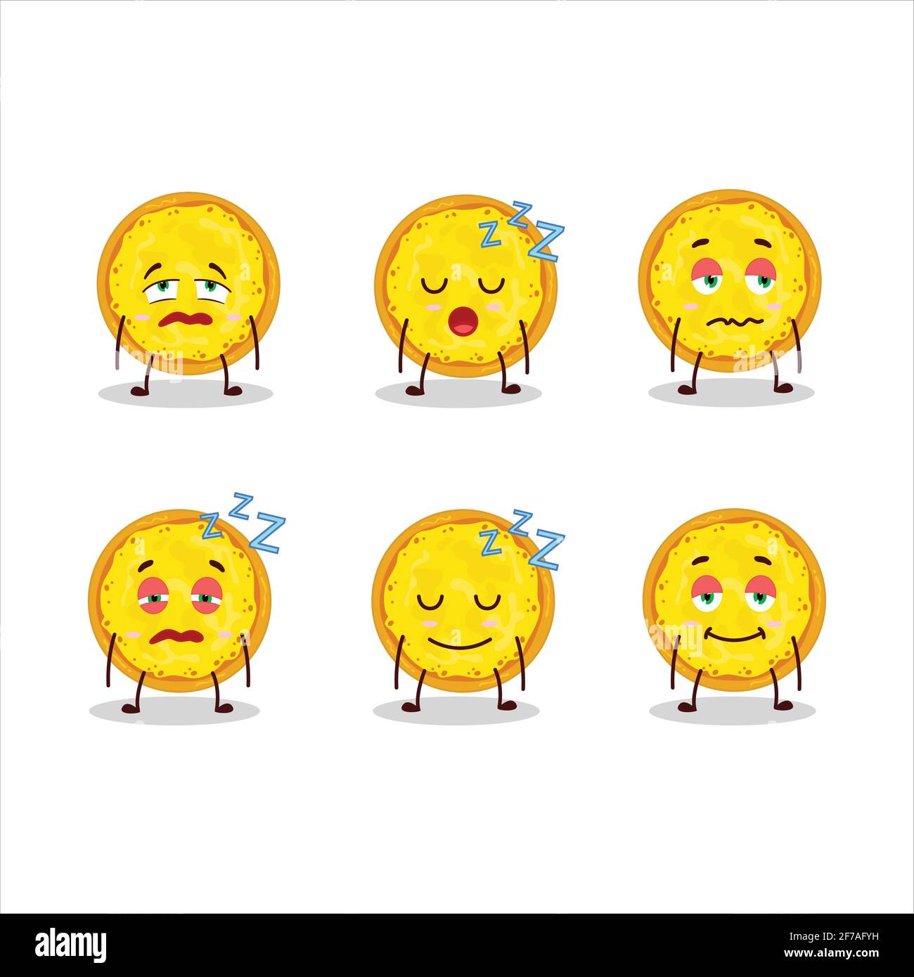 Cartoon character of italian cheese pizza with sleepy expression ...