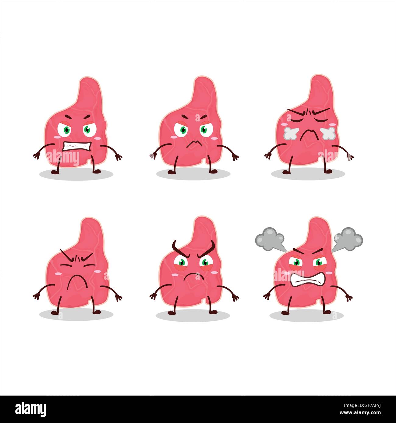 Prime rib cartoon character with various angry expressions. Vector ...