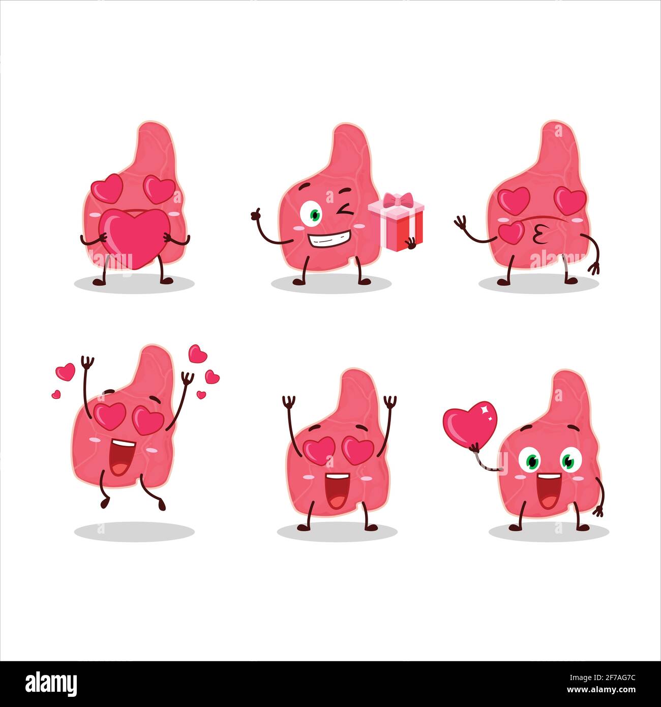 Prime rib cartoon character with love cute emoticon. Vector ...