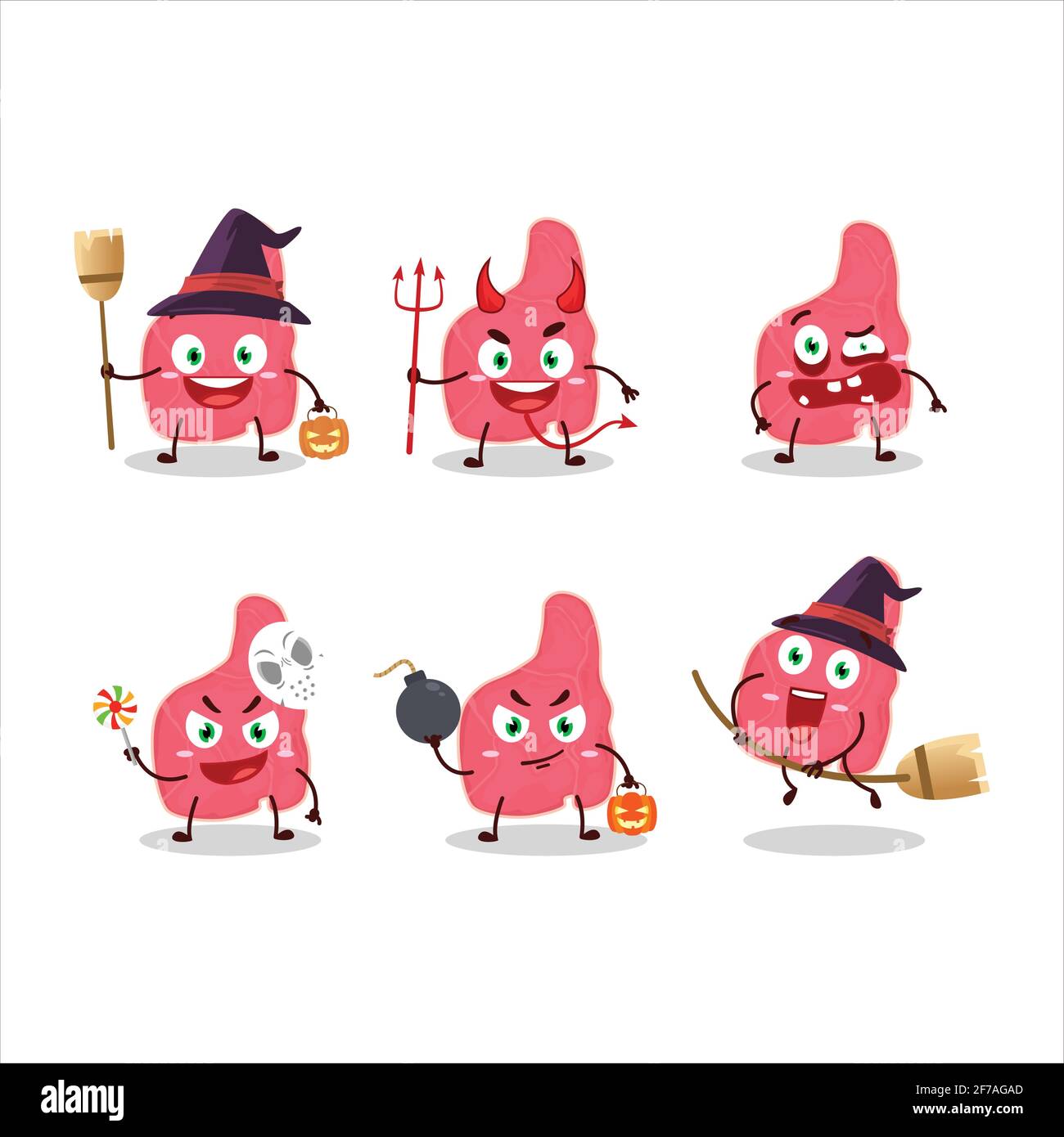 Halloween expression emoticons with cartoon character of prime rib ...