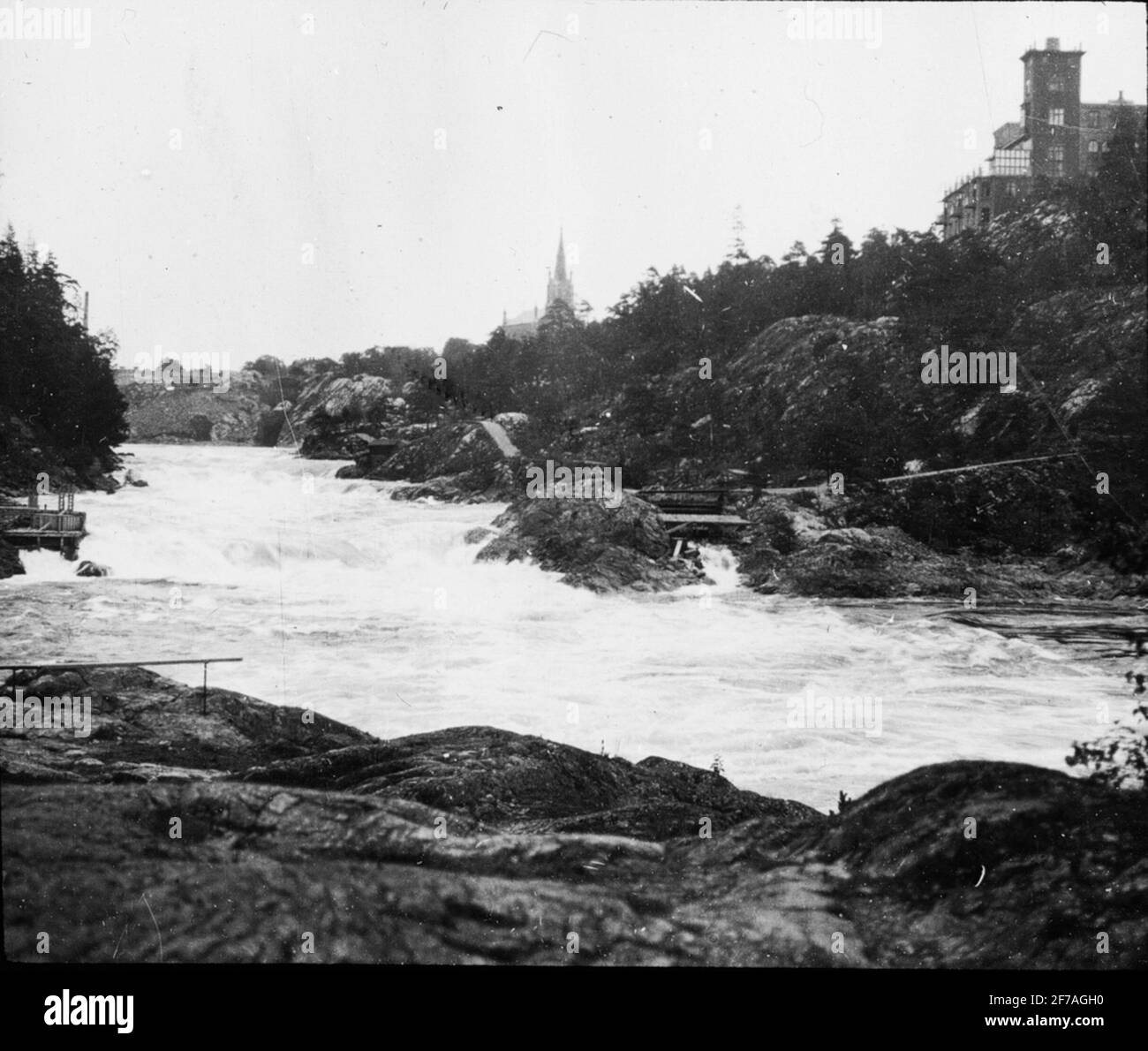SkiopT icon with motifs of the river Rhen at Schaffhausen.The image has ...
