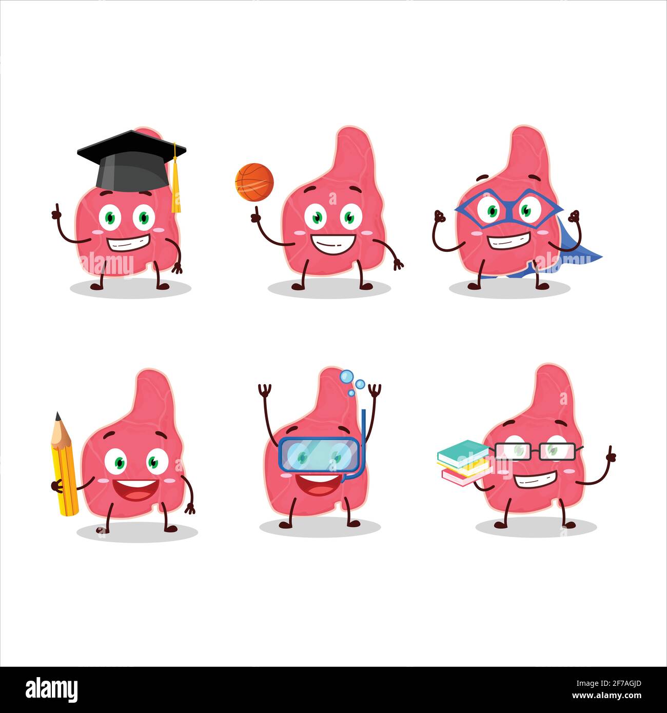 School student of prime rib cartoon character with various expressions ...