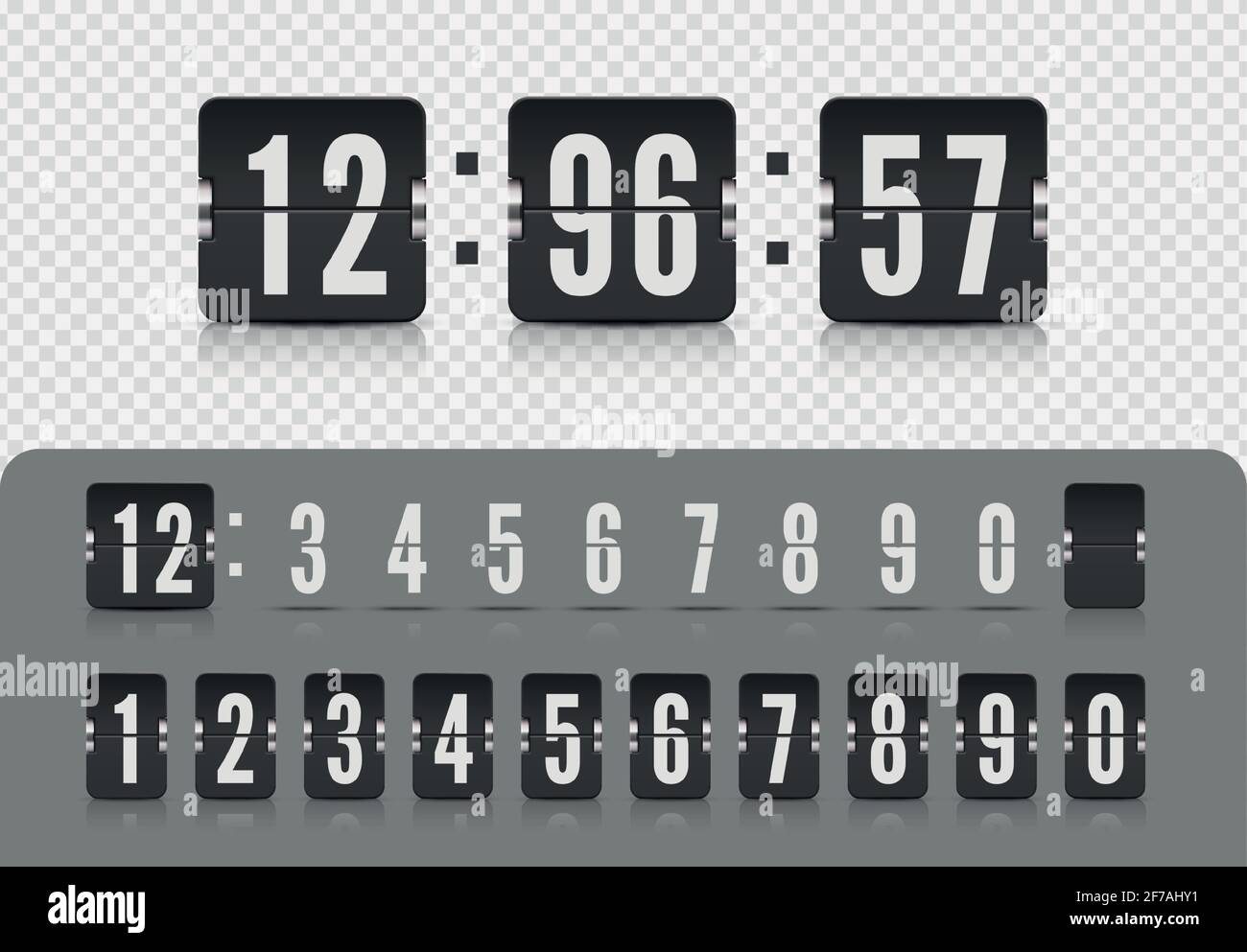 Vector illustration template. Scoreboard number font. Vintage flip clock time counter vector ...