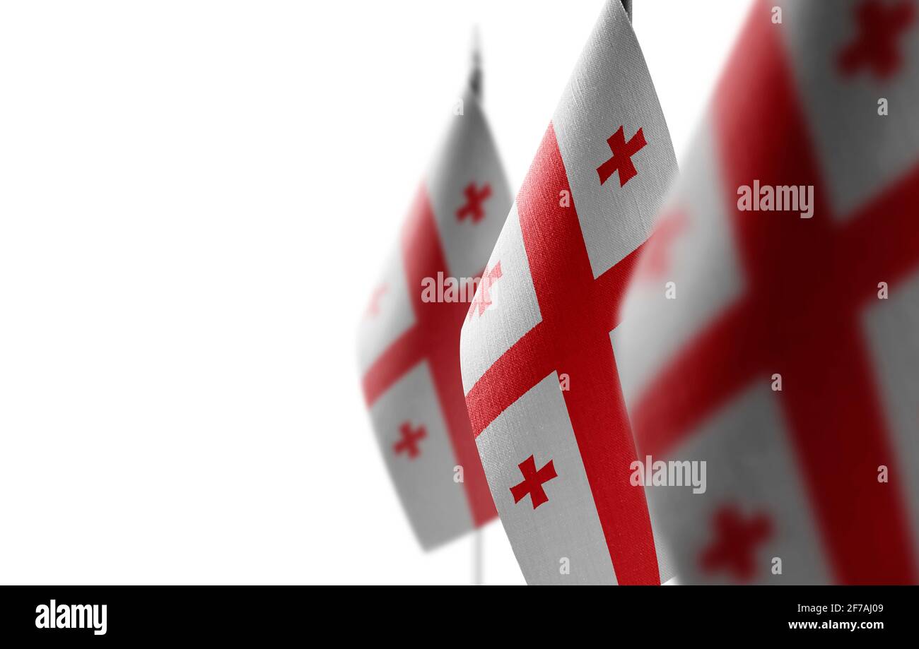 Small national flags of the Georgia on a white background Stock Photo ...
