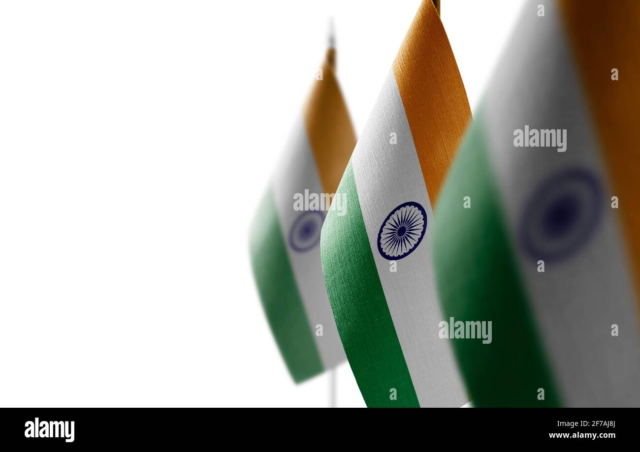 Small national flags of the India on a white background Stock Photo - Alamy