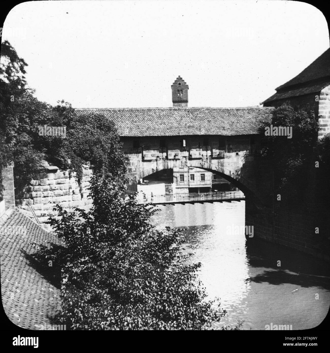 Skiopty icon with motifs from Nuremberg by the river Pegnitz. The image ...