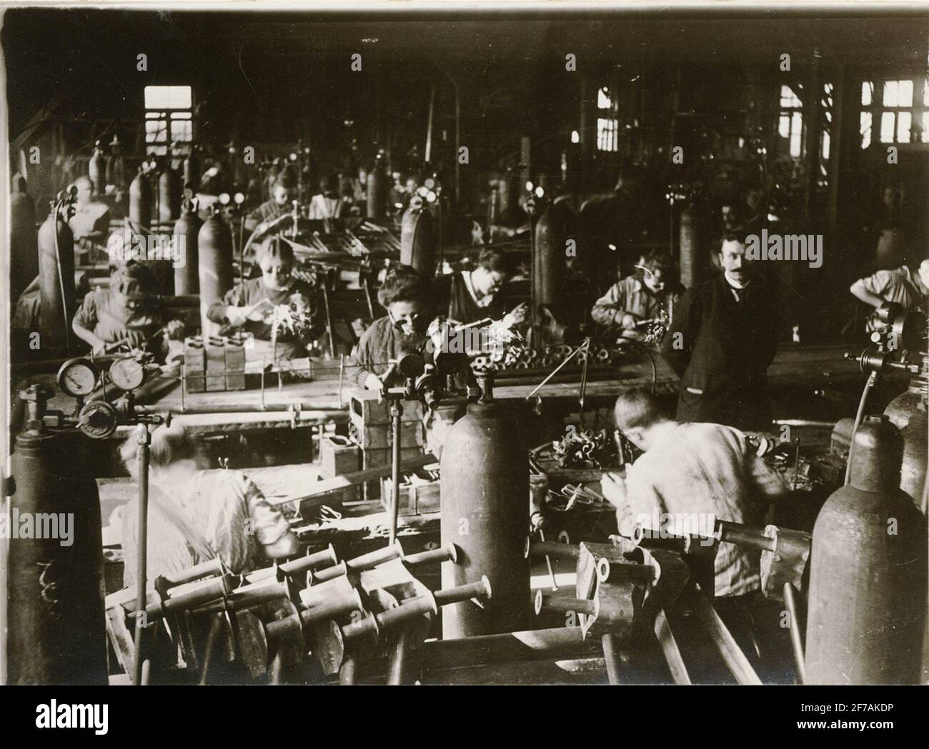 Welfare workshop in aircraft factory during World War. Probably in ...