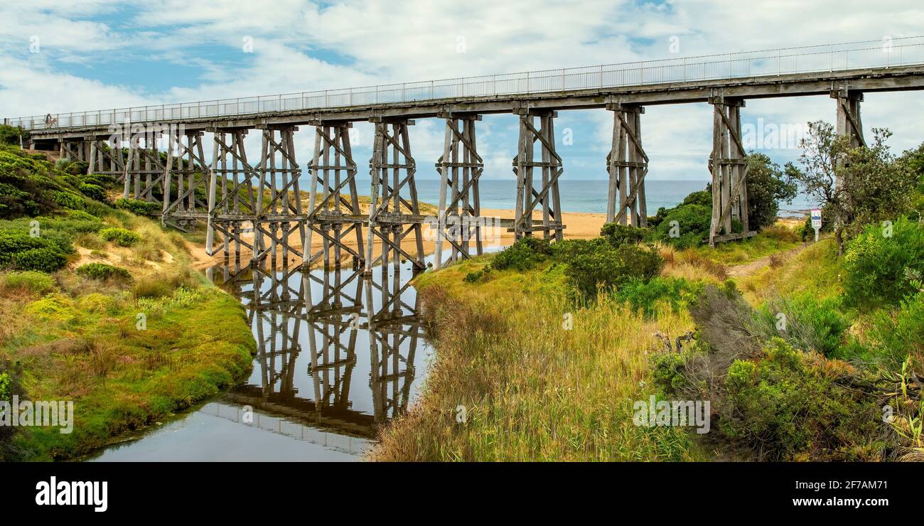 Bourne Creek Trestle Bridge, Kilcunda Panorama, Victoria, Australia ...