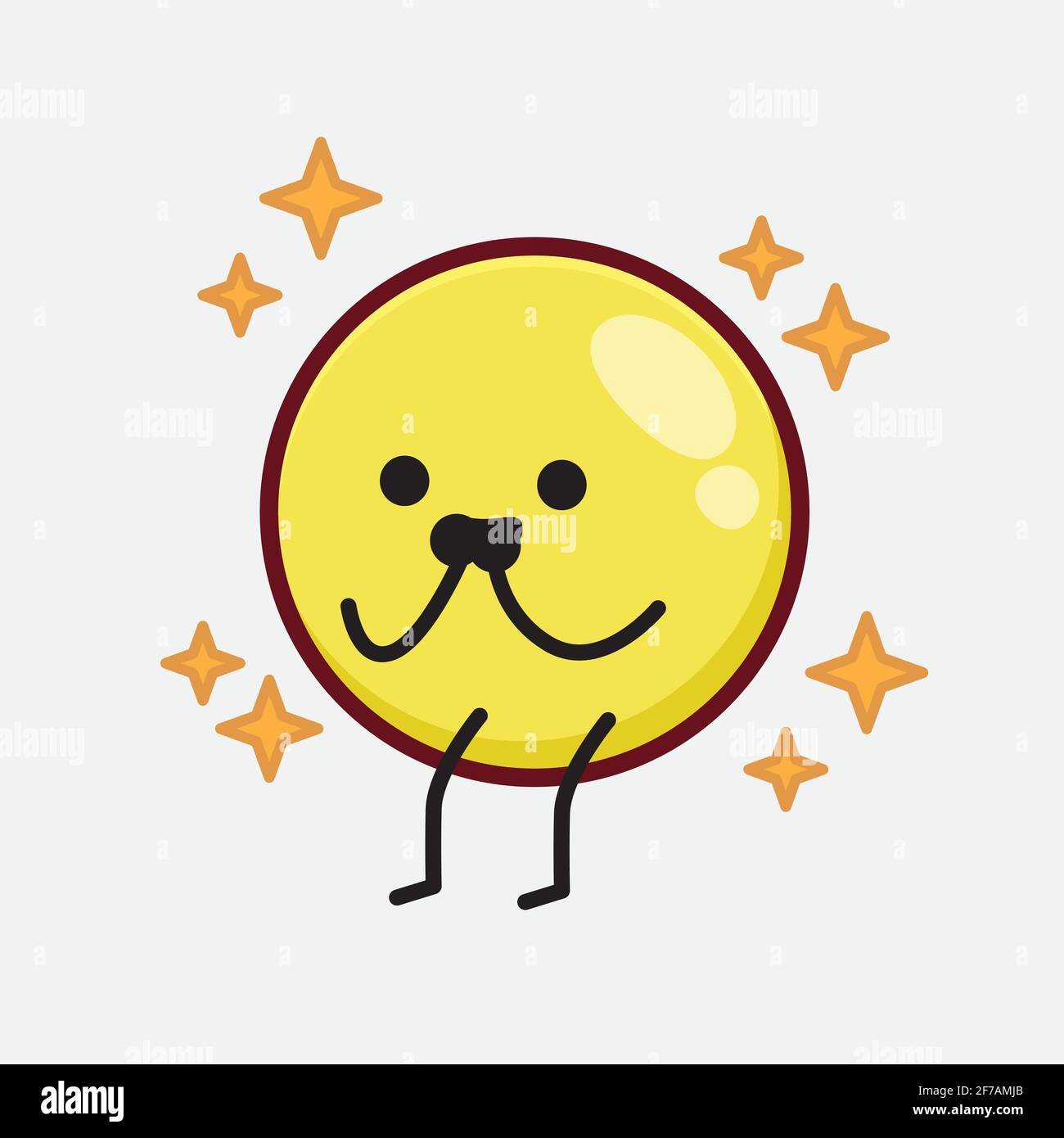 Vector Illustration of Yellow Emoji Character with cute face, simple ...