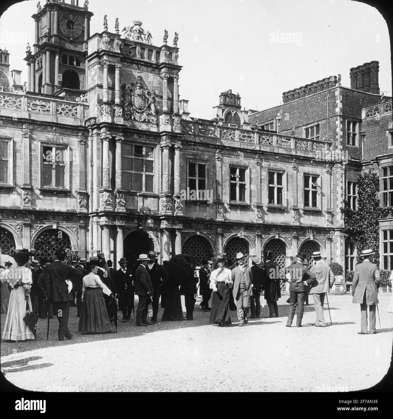 Skiopticone image with motifs from gathering at Hatfield House.The ...
