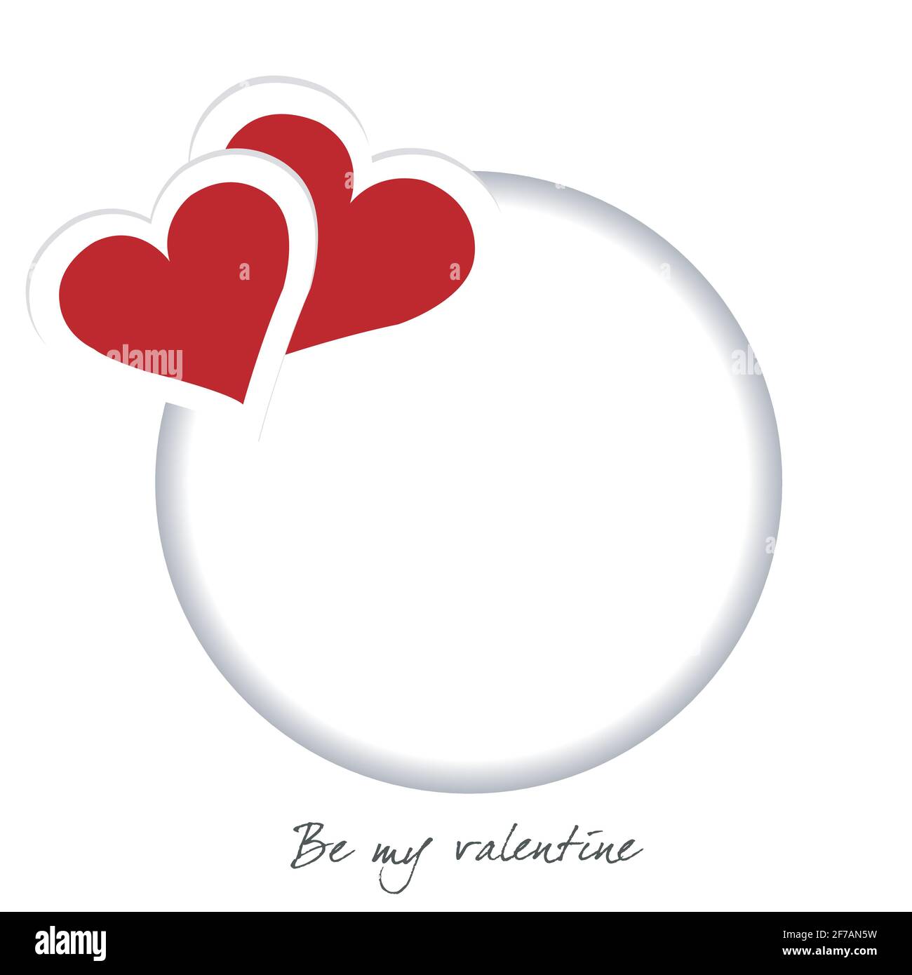 Greeting card for Valentines day with circle frame and two hearts Stock ...