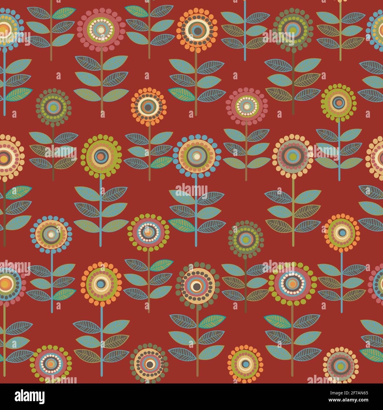 Floral seamless pattern with rows of flowers Stock Vector Image & Art ...