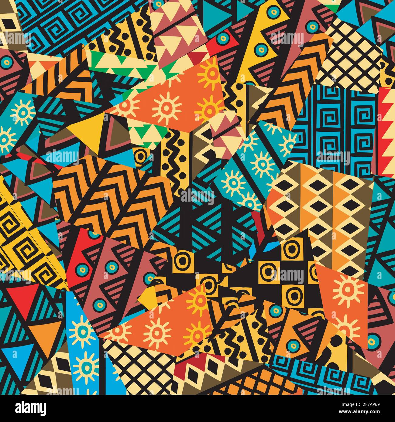 Colored african patchwork background with african motifs Stock Vector ...