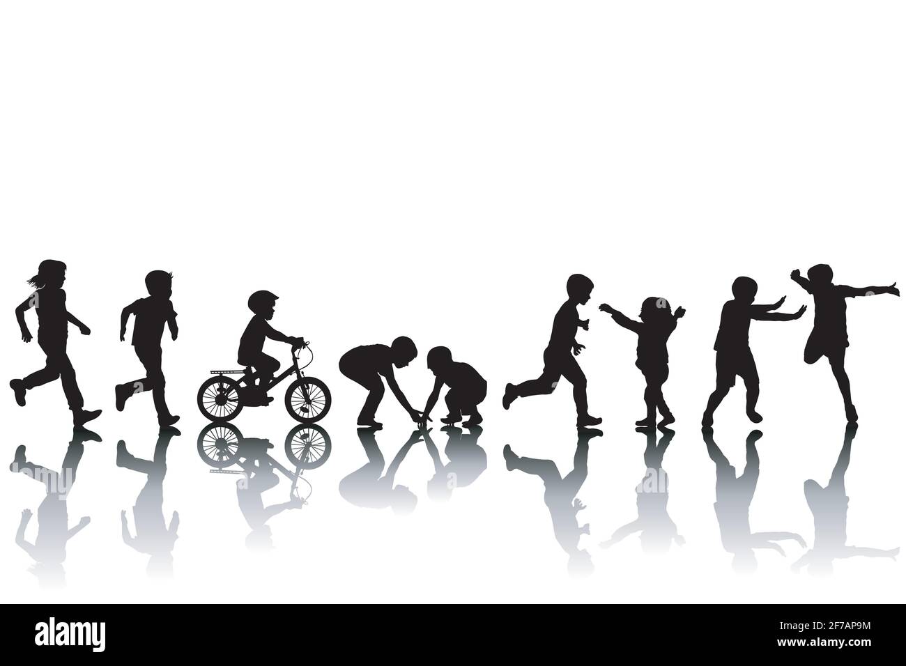 Silhouettes of children with shadow playing Stock Vector Image & Art ...