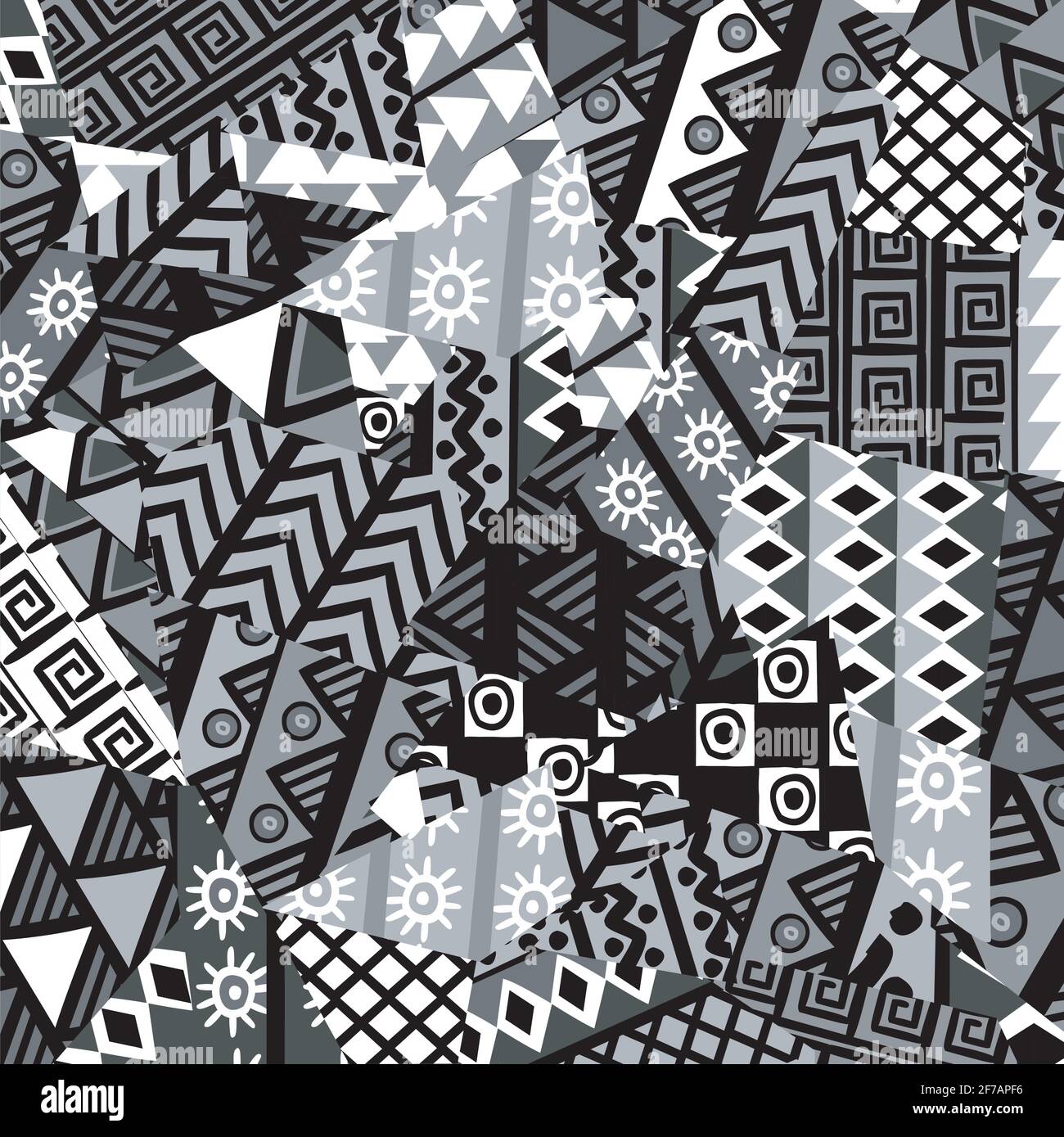 Black and white patchwork background with african motifs Stock Vector ...