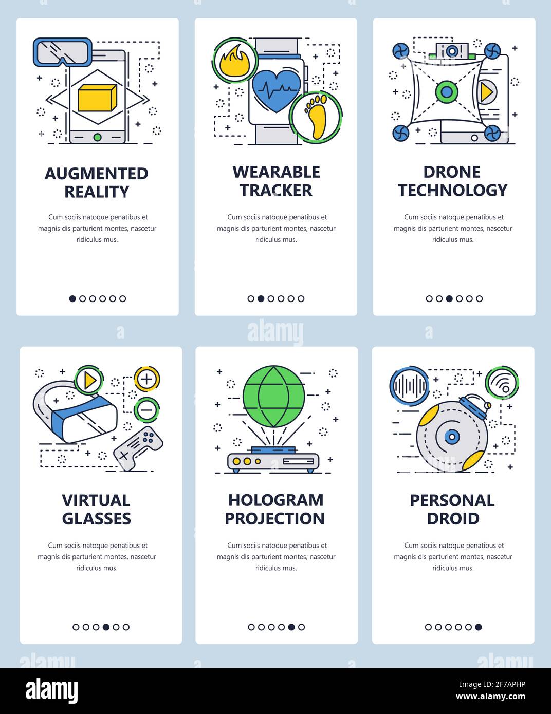 Vector Web Site Linear Art Onboarding Screens Template Augmented
