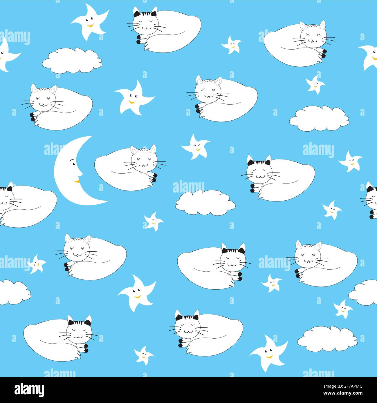 Cartoon cats sleeping seamless background for children Stock Vector Image & Art - Alamy