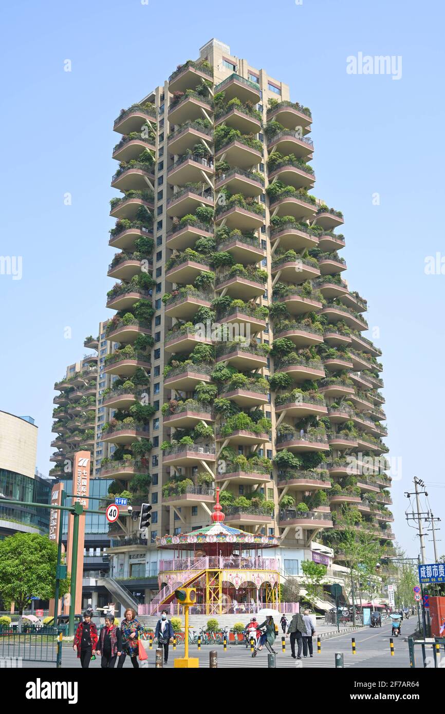 CHENGDU, CHINA - MARCH 29, 2021 - The first "vertical forest" community ...