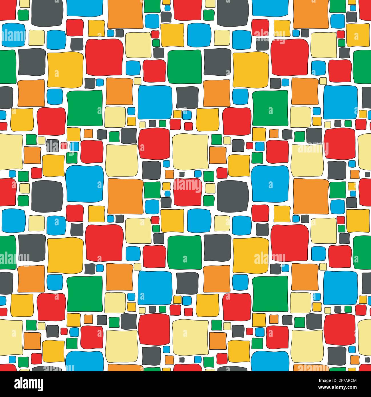 Colorful seamless with doodles squares Stock Vector Image & Art - Alamy