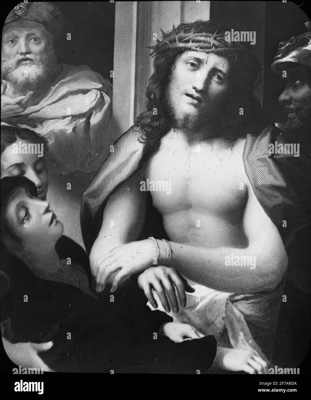 Skiopticone image. Religious motive. Jesus with the thorn crown Stock ...