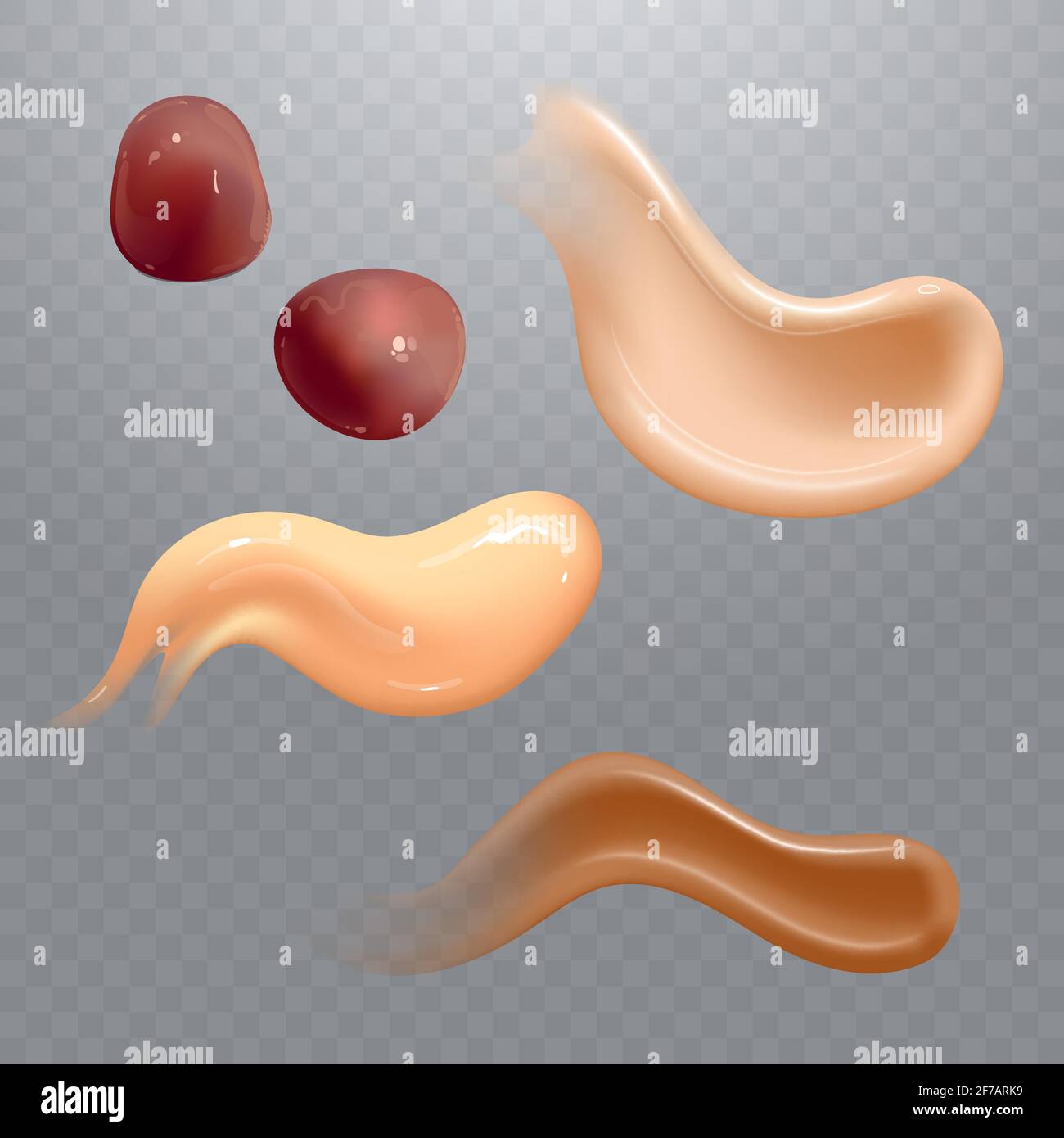 Set of realistic cosmetic cream smears. Skincare product of different ...