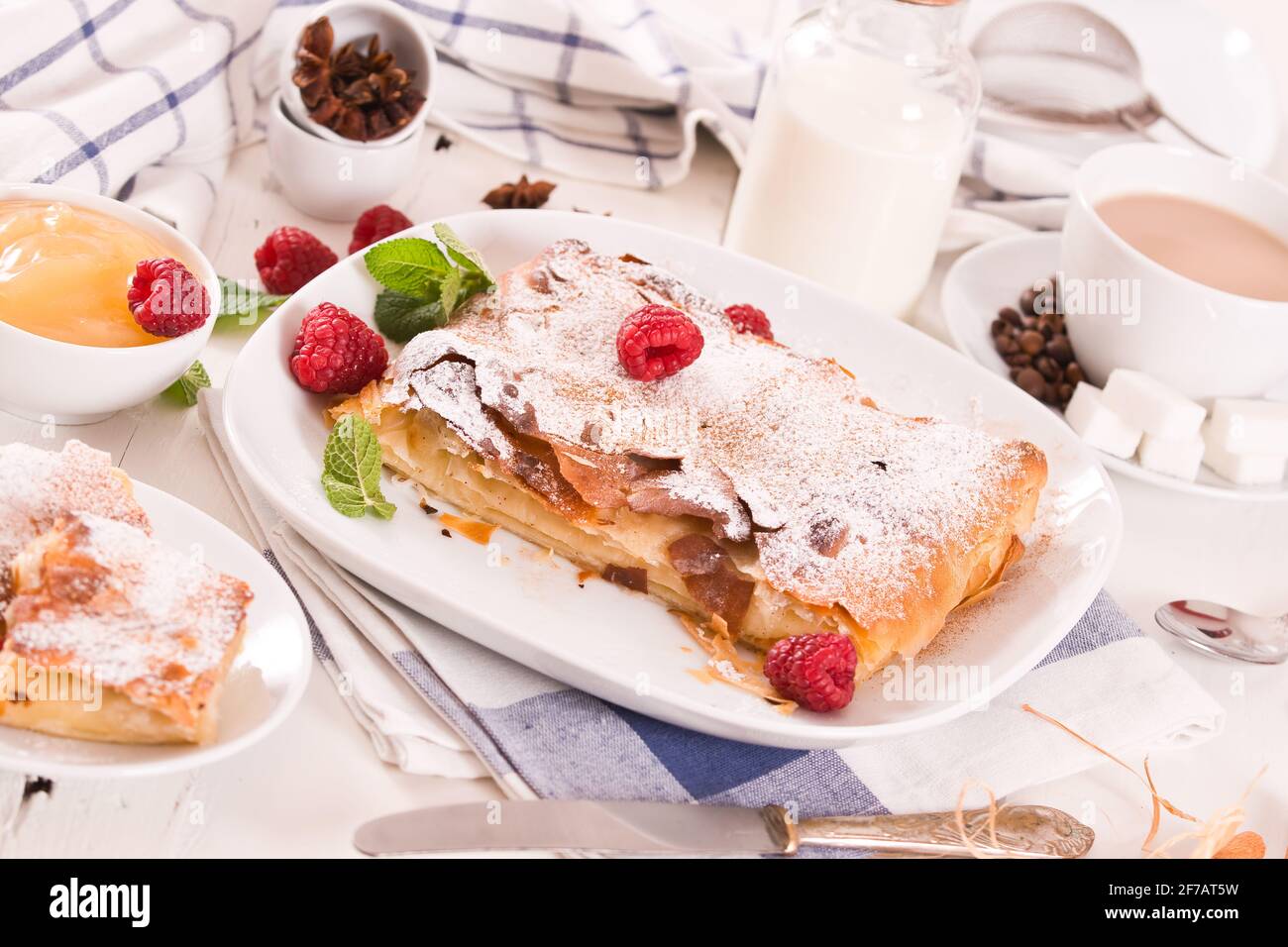 Bougatsa - Greek puff pastry with cream Stock Photo - Alamy