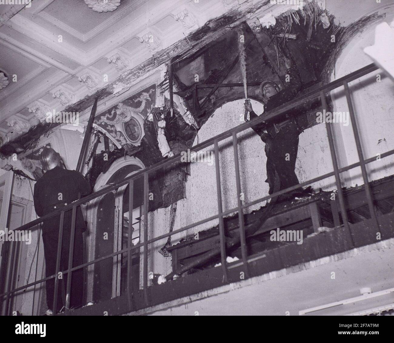 When the phone tower burned in 1952 Stock Photo - Alamy