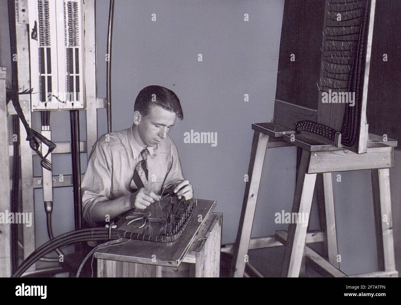 Mounting of gear: second end of the call counter cables Stock Photo - Alamy