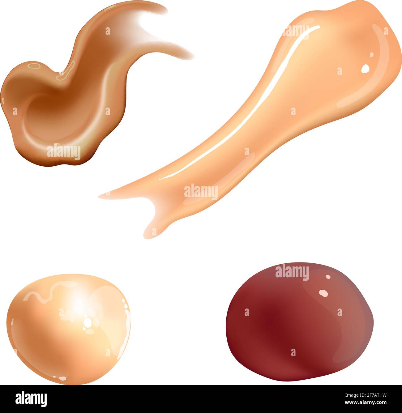 Set of realistic cosmetic cream smears. Skin toner of different body ...