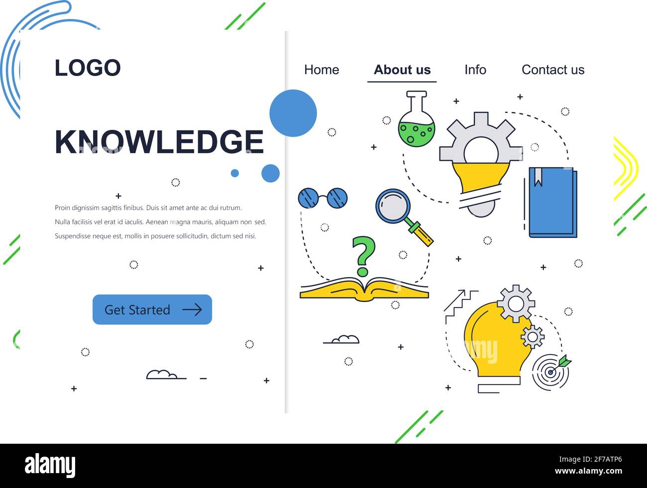 Vector web site linear art design template. School education and ...