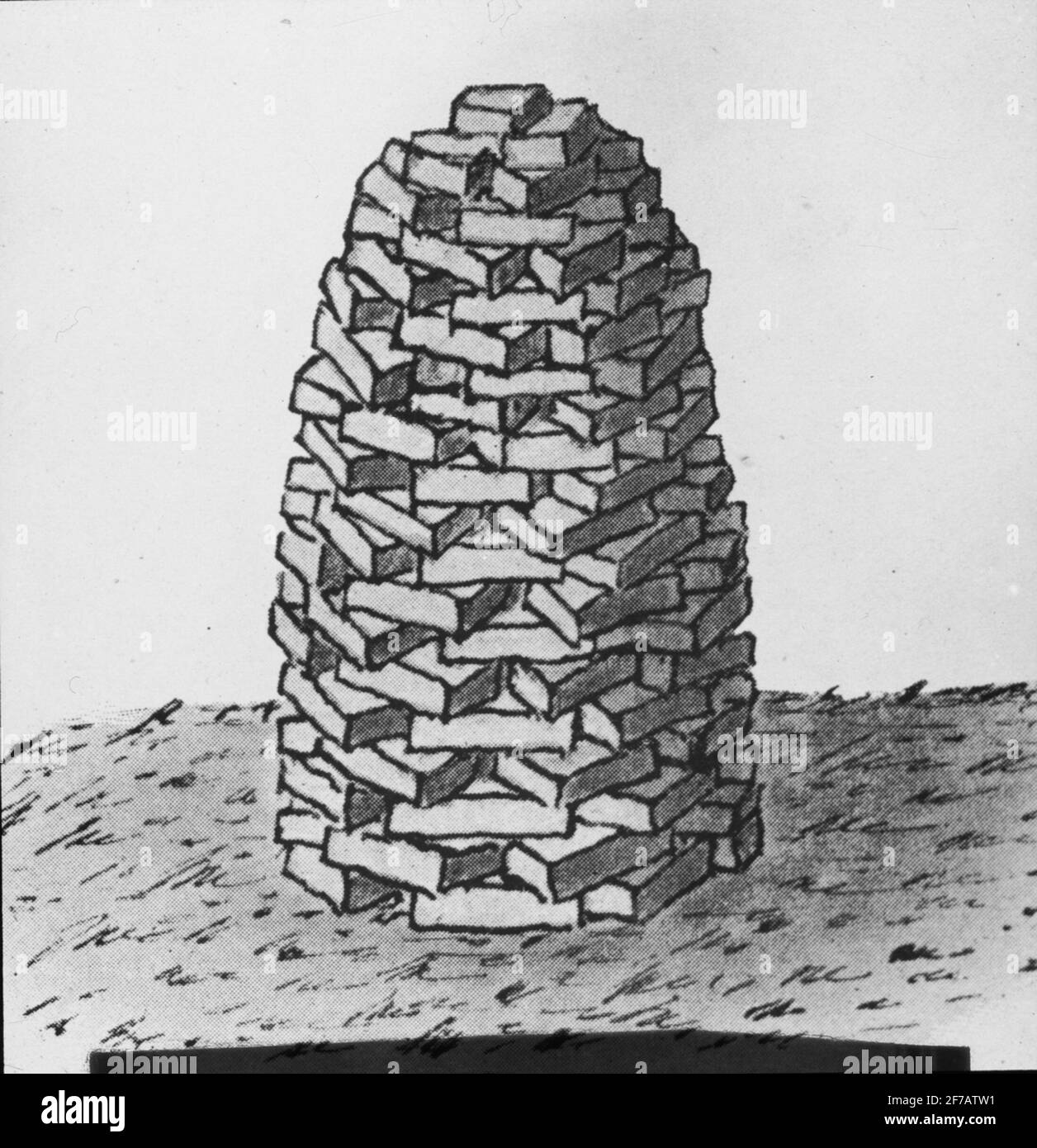 Skiopticone image. Peat preparation. Peat stack Stock Photo - Alamy