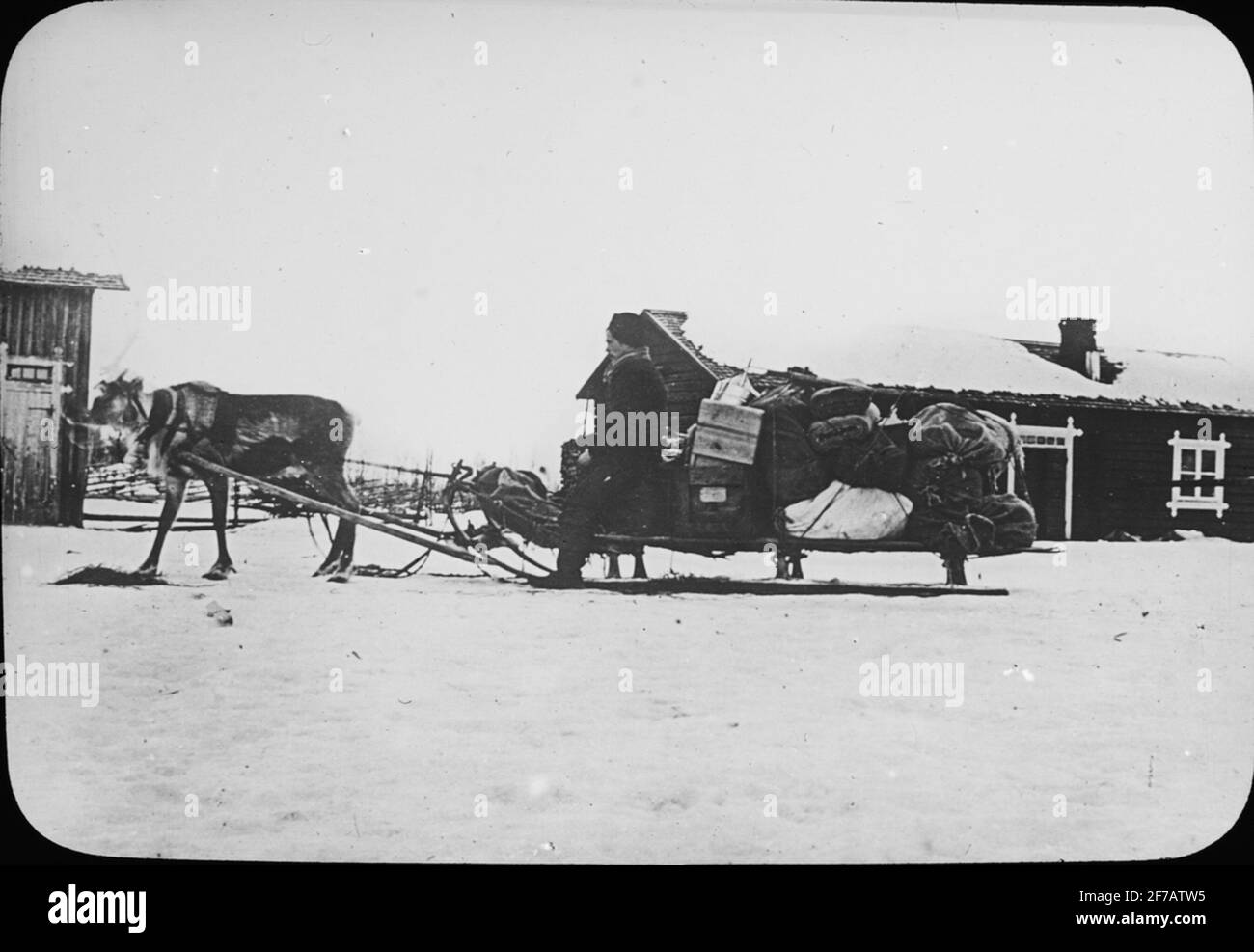 Skiopticone image. Same on packed sleigh drawn by clean Stock Photo - Alamy