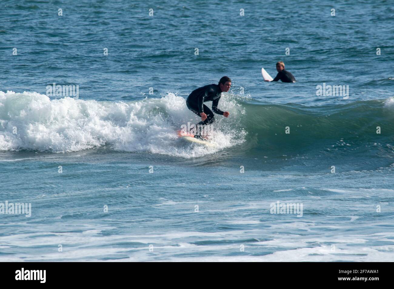 The waves at Rodeo Beach in the Marin Headlands in the Bay Area of ...