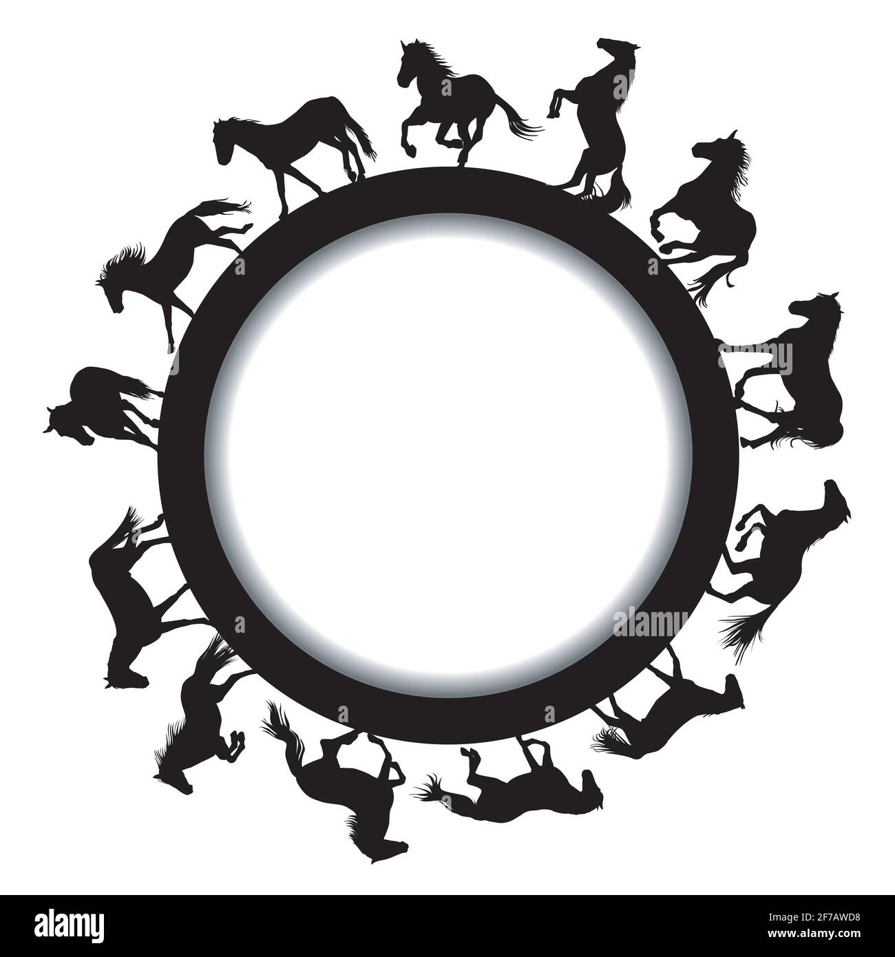 Galloping black and white horse Stock Vector Images - Alamy