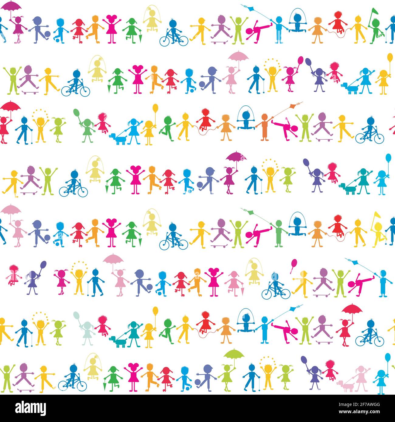 Stylized cartoon colored kids seamless background Stock Vector Image ...